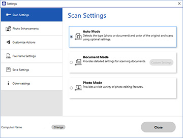 Changing the Scan Settings