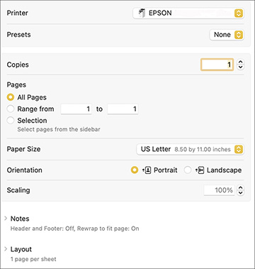 Selecting Basic Print Settings - Mac