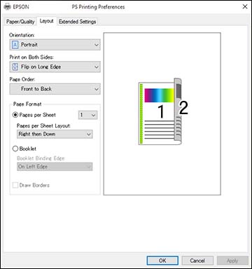 Selecting Basic Print Settings - PostScript Printer Software - Windows