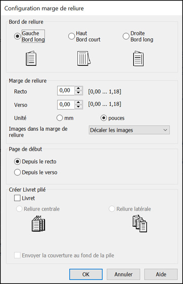 Sélection des paramètres d'impression recto verso - Windows