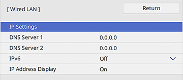 Selecting Wired Network Settings