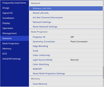 Network Settings - Network Menu