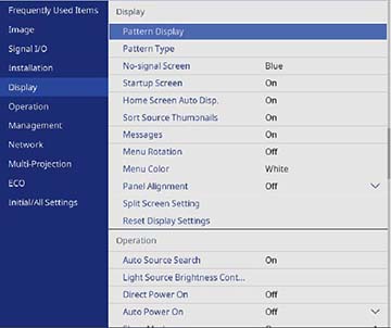 Display Settings - Display Menu