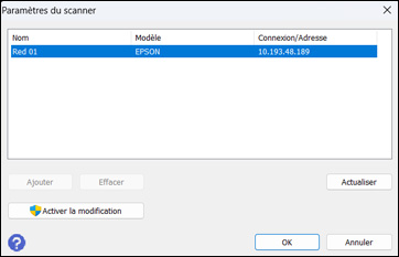 Configuration du scanner sur un réseau