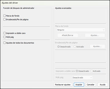 Cómo bloquear los ajustes de la impresora - Driver PCL - Windows