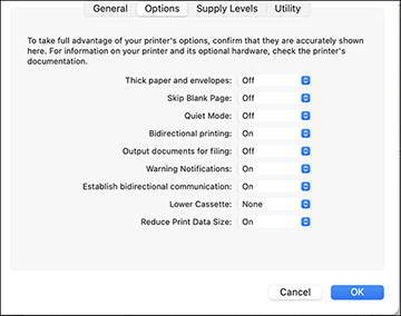 Selecting Printing Preferences - Mac