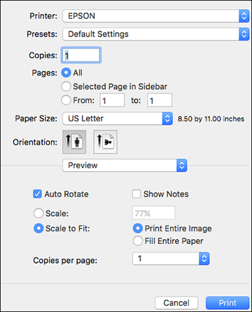 Selecting Basic Print Settings - Mac