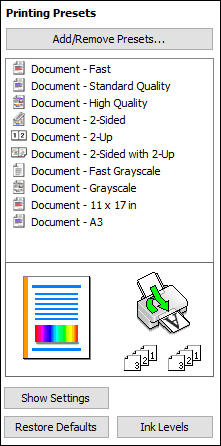 Selecting a Printing Preset - Windows