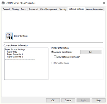 Synchronizing Printer Settings - PCL Driver - Windows