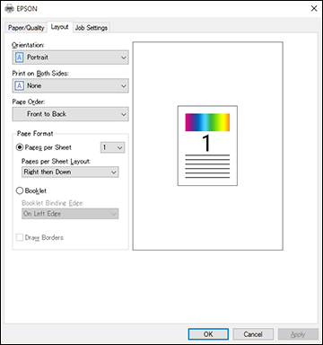 Selecting Default Print Settings - PostScript Printer Software - Windows