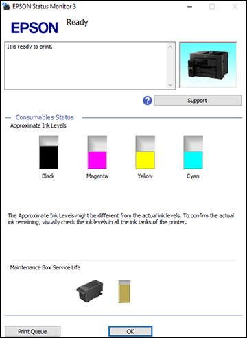 Checking Ink and Maintenance Box Levels - Windows