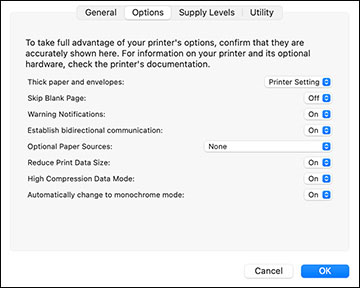Selecting Printing Preferences - Mac