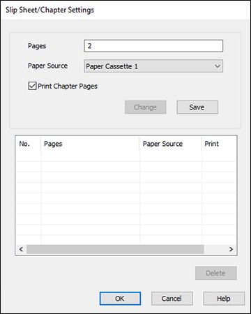 Printing Slip Sheets and Chapter Papers