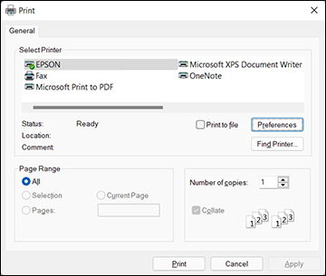 Printing Your Document - Windows