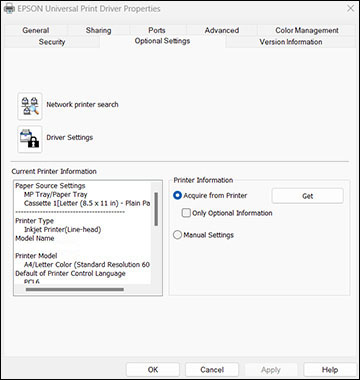 Adding Network Printers - Epson Universal Print Driver - Windows