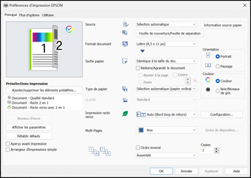 Sélection des paramètres d'impression de base - Windows