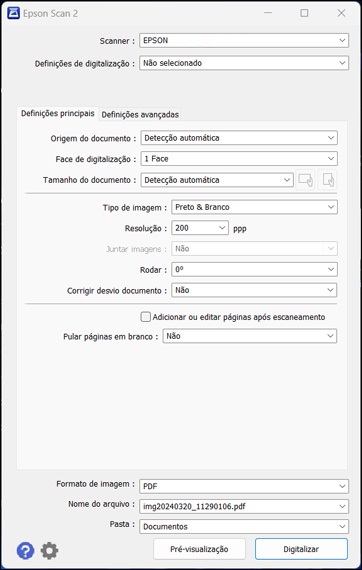 Como iniciar uma digitalização usando o ícone do Epson Scan 2
