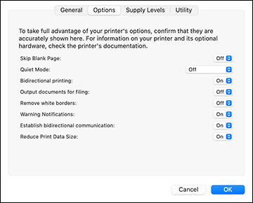 Selecting Printing Preferences - Mac