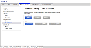 Configuring an IPsec/IP Filtering Certificate