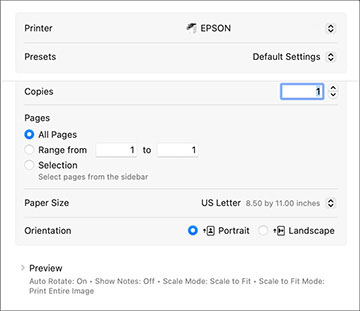 Selecting Basic Print Settings - Mac