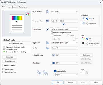 Selecting Basic Print Settings - Windows