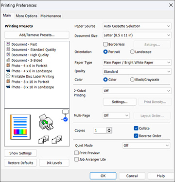 Selecting Basic Print Settings - Windows