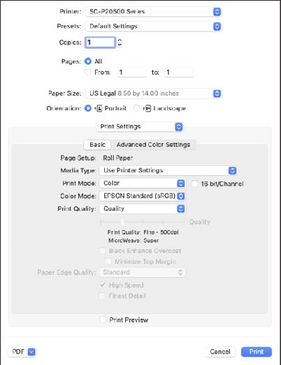 Selecting Basic Print Settings - Mac