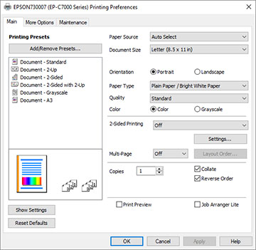 Selecting Basic Print Settings - Windows
