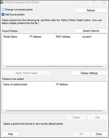 Adding Network Printers - Epson Universal Print Driver - Windows