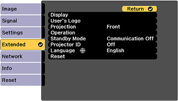 Changing the Projection Mode Using the Menus