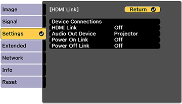 Operating Connected Devices Using the HDMI Link Features