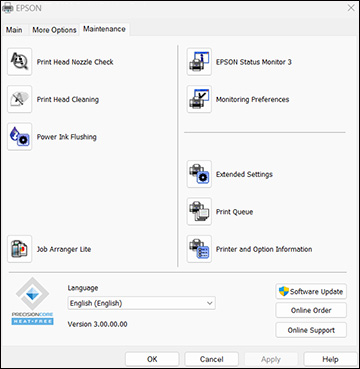 Selecting Extended Settings - Windows