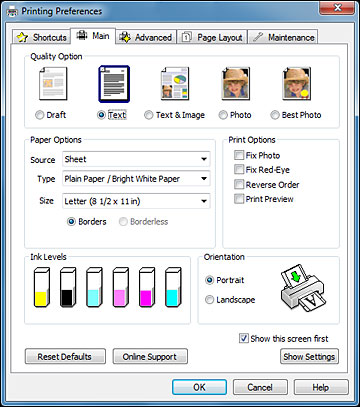 Selecting Basic Print Settings - Windows