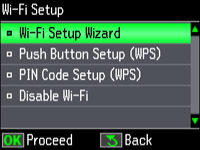 Selecting Wireless Network Settings From the Control Panel