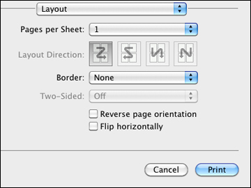 Selecting Print Layout Options - Mac OS X 10.5/10.6/10.7