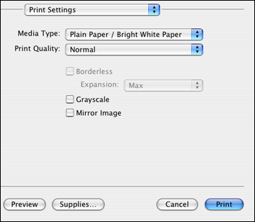 Selecting Basic Print Settings - Mac OS X 10.4