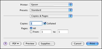 Selecting Basic Print Settings - Mac OS X 10.4
