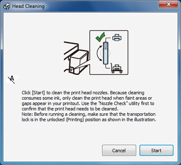 Cleaning the Print Head Using a Computer Utility