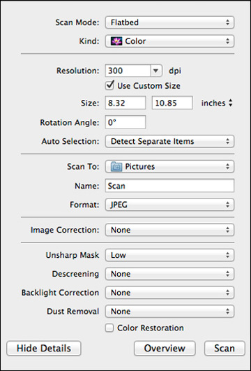 Scanning with OS X Using Image Capture