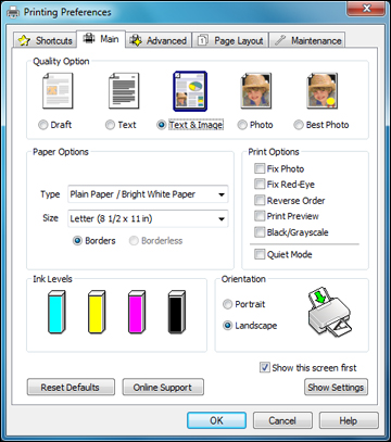 Selecting Basic Print Settings - Windows