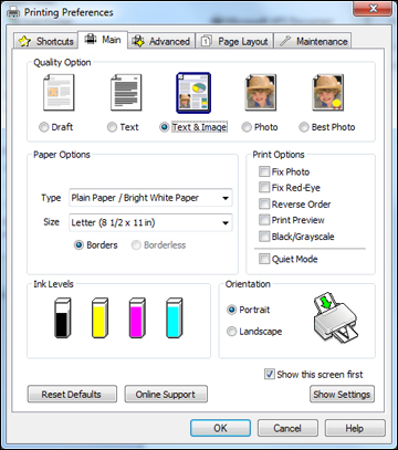 Selecting Basic Print Settings - Windows
