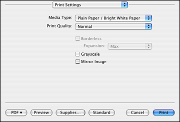 Selecting Basic Print Settings - Mac OS X 10.4