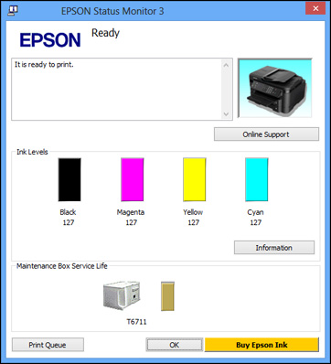 Checking Cartridge and Maintenance Box Status With Windows