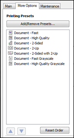 Selecting a Printing Preset - Windows