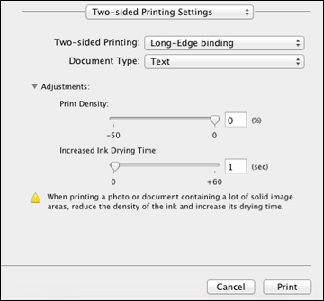 Selecting Double-sided Printing Settings - Mac OS X 10.5/10.6/10.7