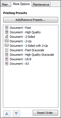 Selecting a Printing Preset - Windows
