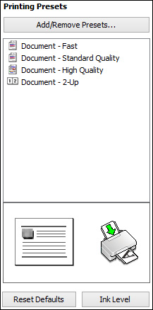 Selecting a Printing Preset - Windows