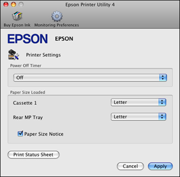 Setting the Paper Size for Each Source - Mac OS X