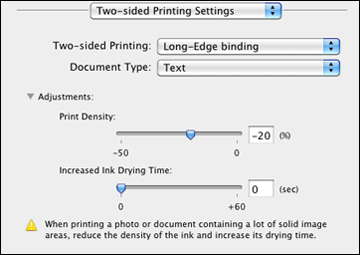 Selecting Double-sided Printing Settings - Mac OS X 10.5/10.6/10.7