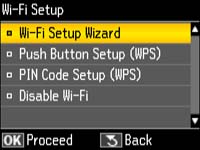 Selecting Wireless Network Settings From the Control Panel